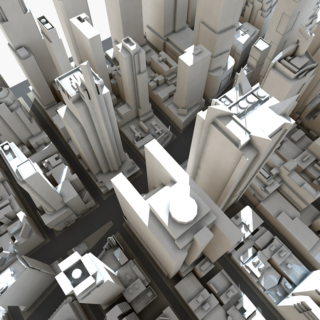 3d Square Manhattan Buildings Model