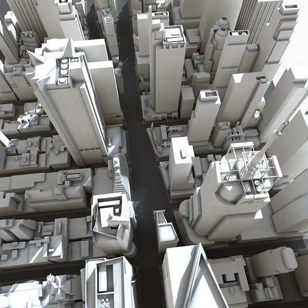 3d square manhattan buildings model