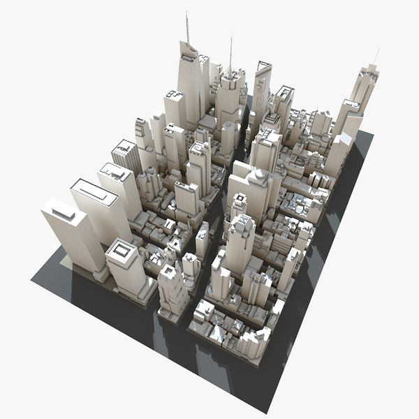 3d square manhattan buildings model