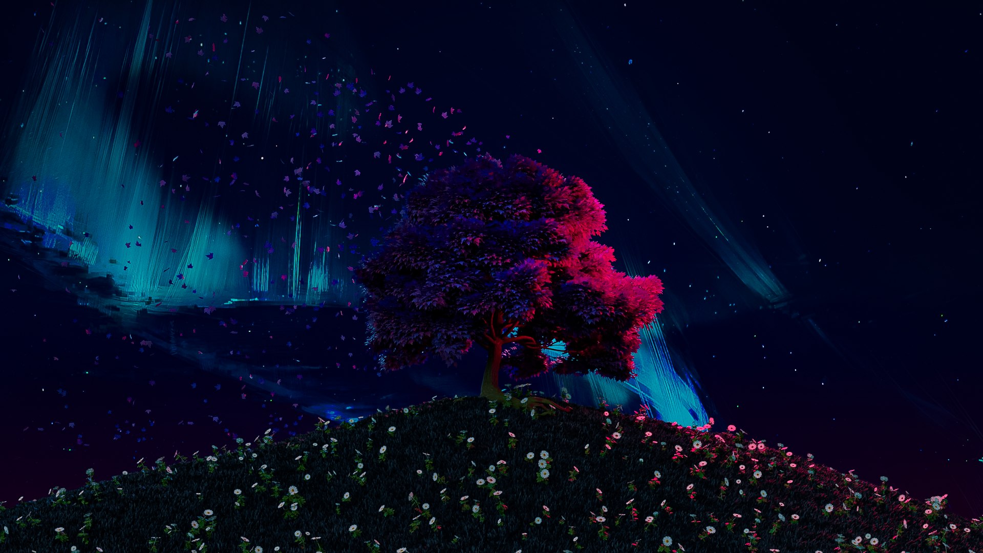 3D Model Night Aurora Borealis Tree - TurboSquid 1754775