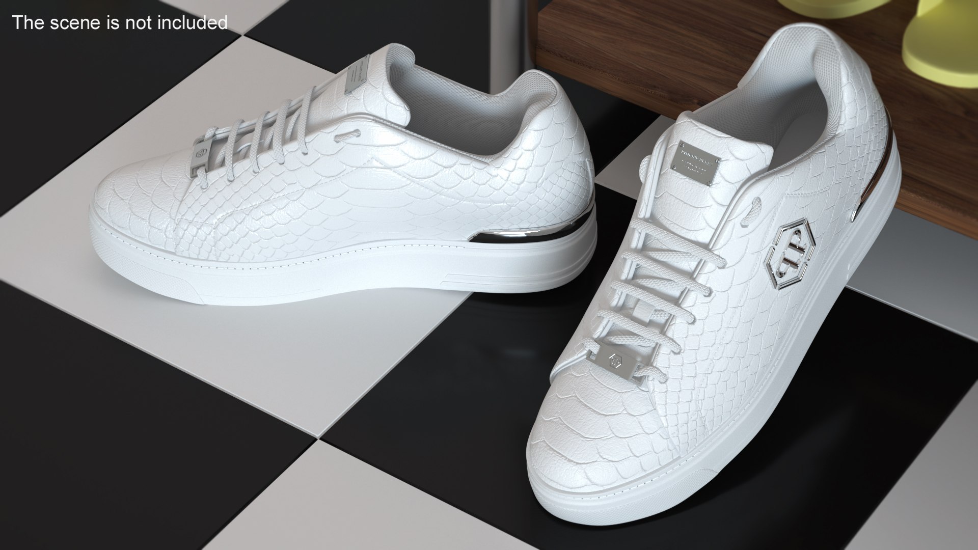 3D Model Python Lo-Top Sneakers Philipp Plein White - TurboSquid 2112228