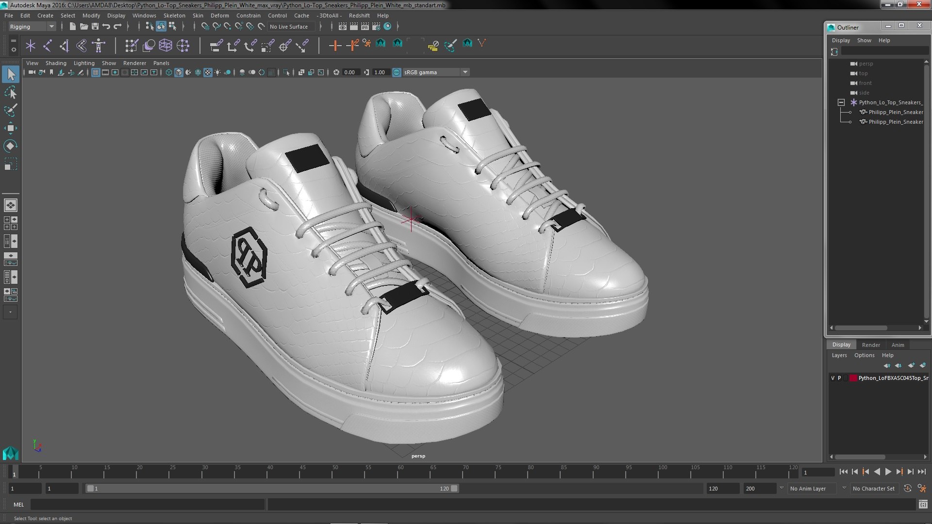 3D model Python Lo-Top Sneakers Philipp Plein White - TurboSquid 2112228