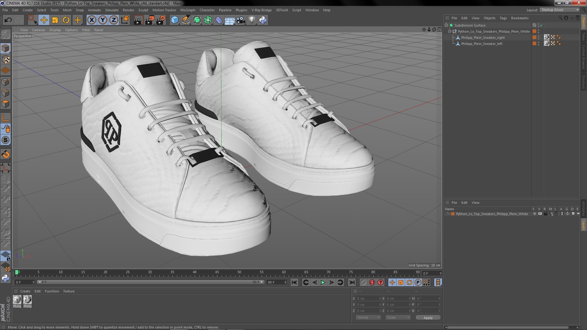 3D model Python Lo-Top Sneakers Philipp Plein White - TurboSquid 2112228