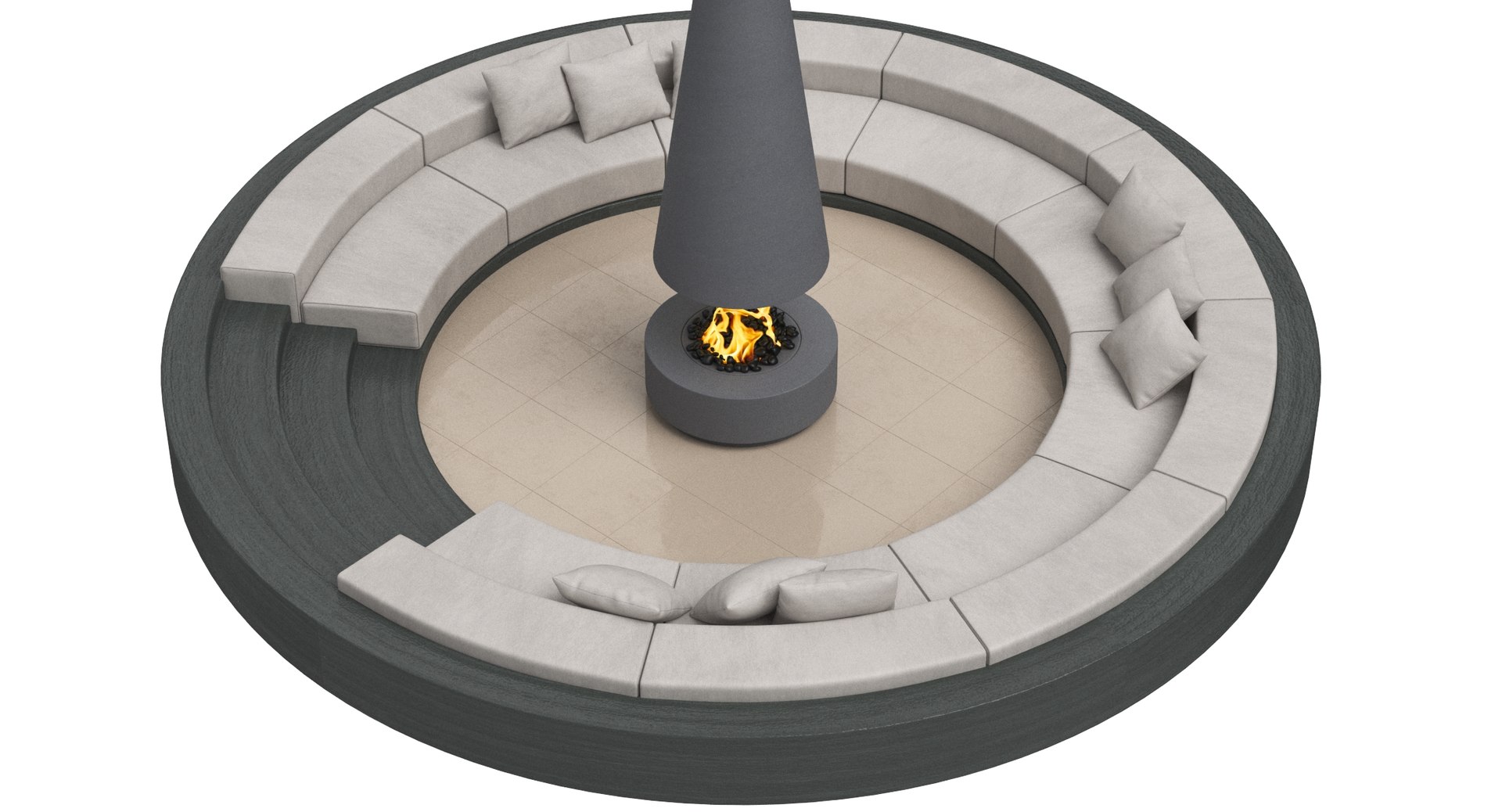 3D Model Circular Sunken Sofa With Firepit - TurboSquid 2289895