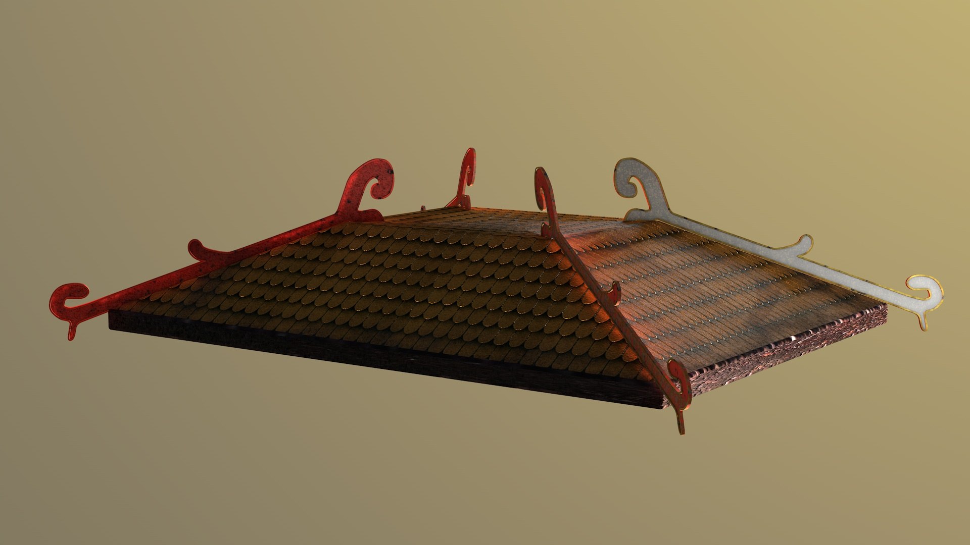 3d model asian rooftop ancient