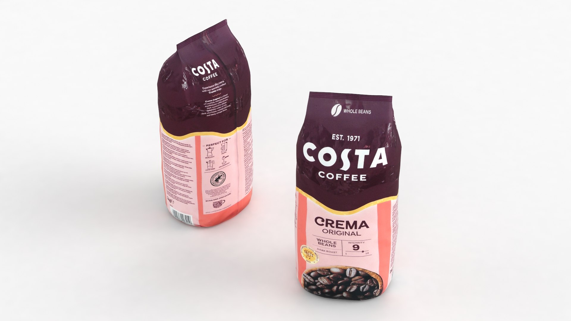 3D Coffe Bag Costa Crema Original 1000g 2024 - TurboSquid 2287961