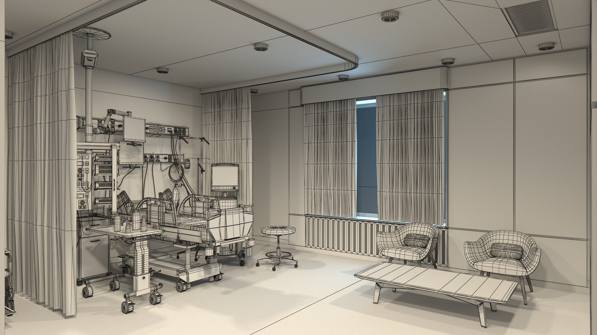 Private Icu Room 3D Model - TurboSquid 1535595