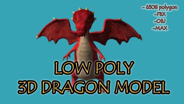 cartoon style dragon modeled 3d max