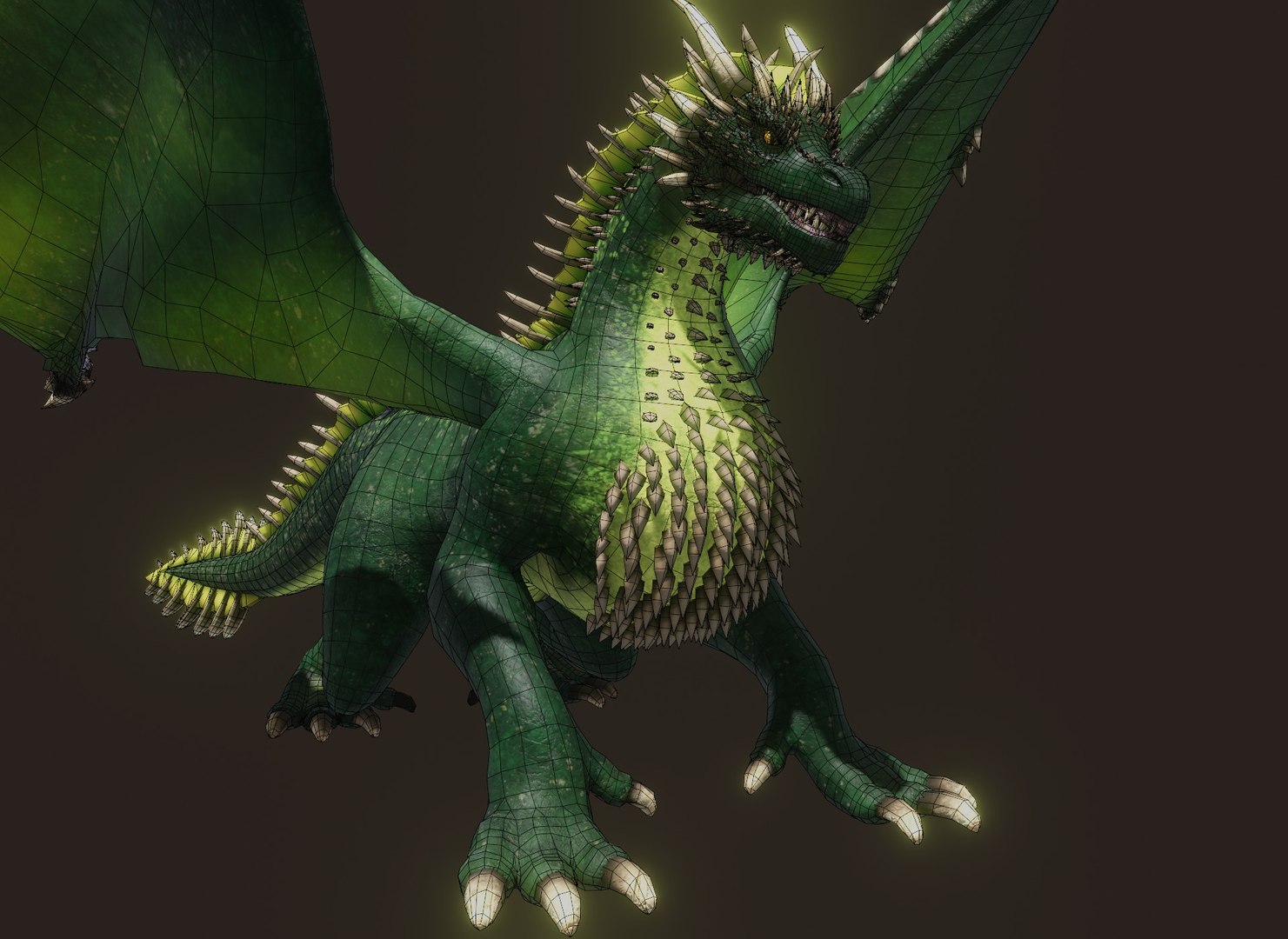 Realistic Green Dragon Animated Low-poly 3D Model 3D - TurboSquid 2312043