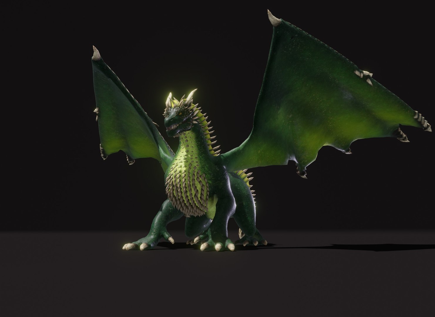 Realistic Green Dragon Animated Low-poly 3D Model 3D - TurboSquid 2312043