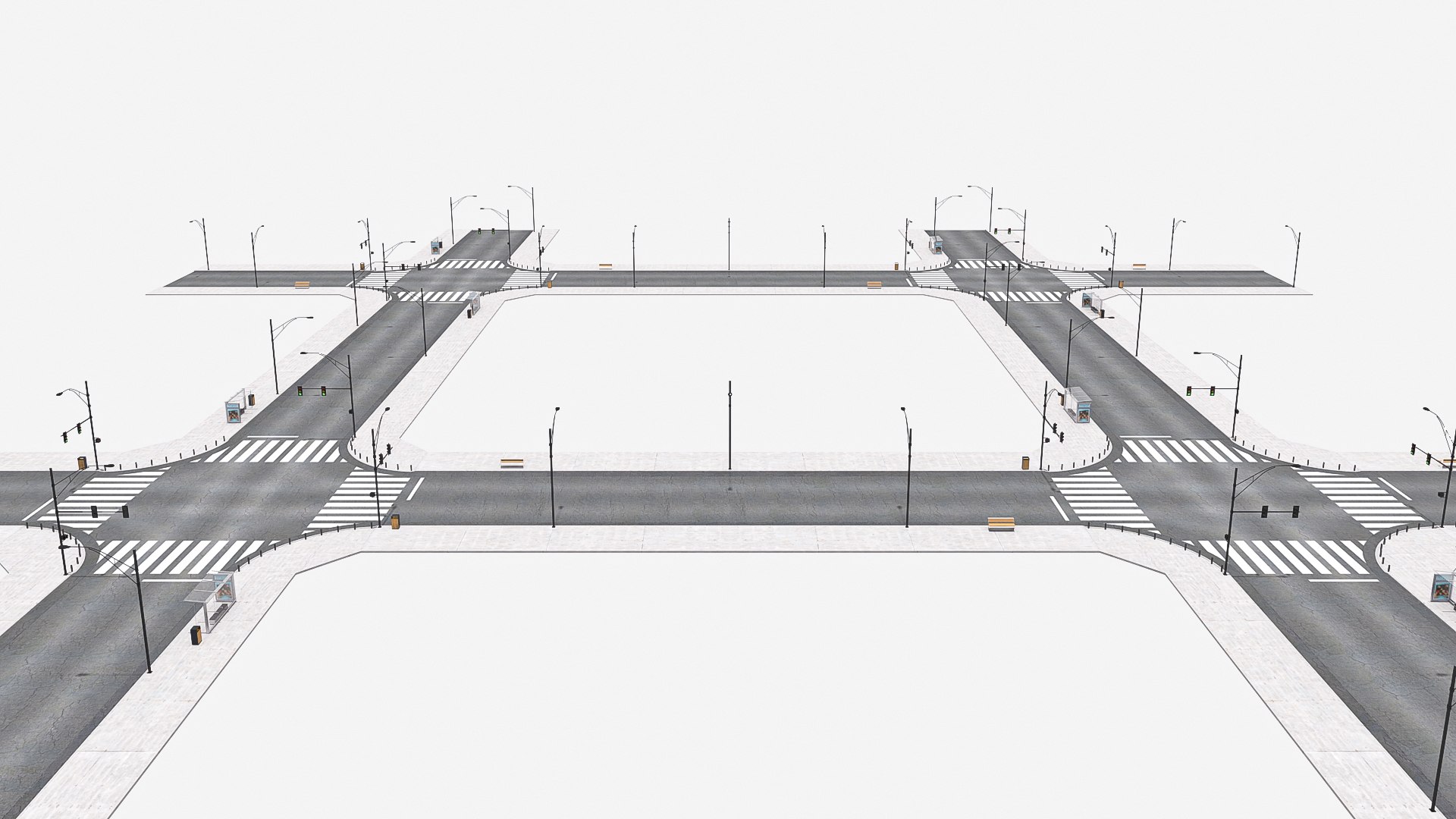 City Street Intersection 03 3D Model - TurboSquid 2155124