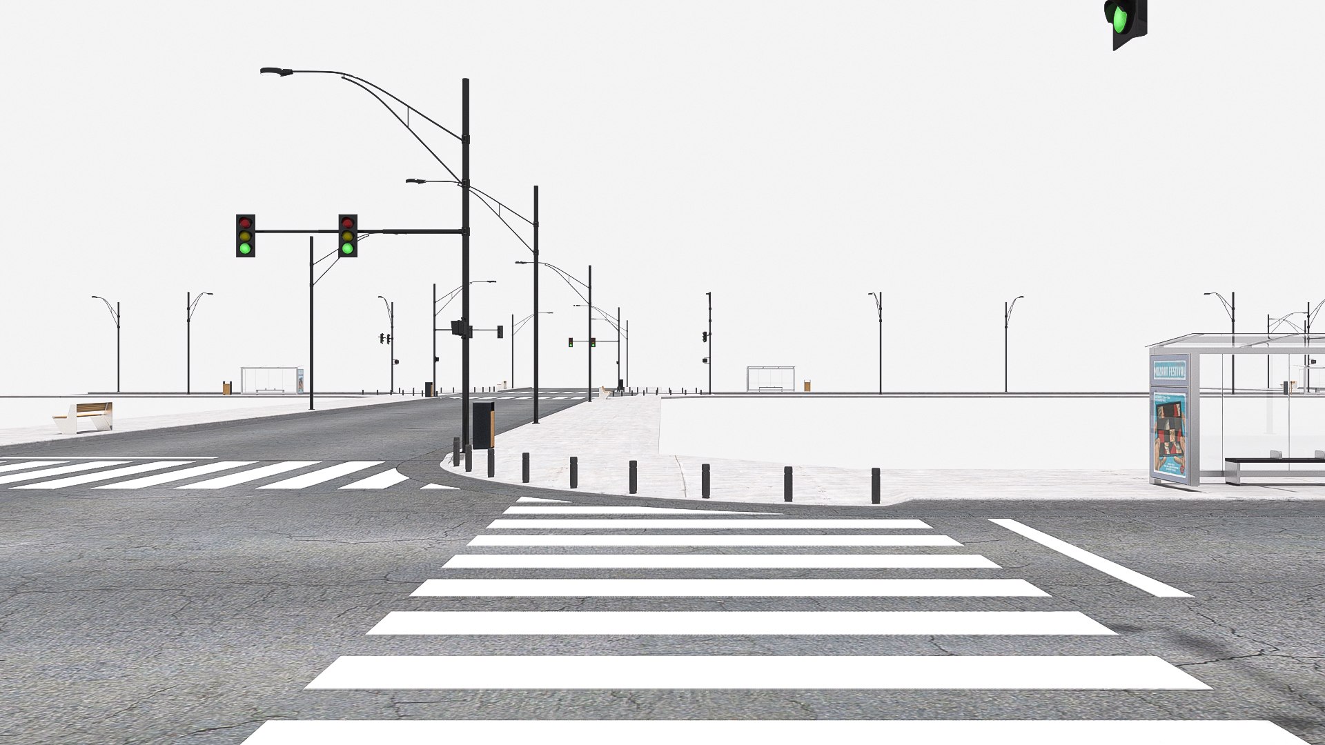 City Street Intersection 03 3D Model - TurboSquid 2155124