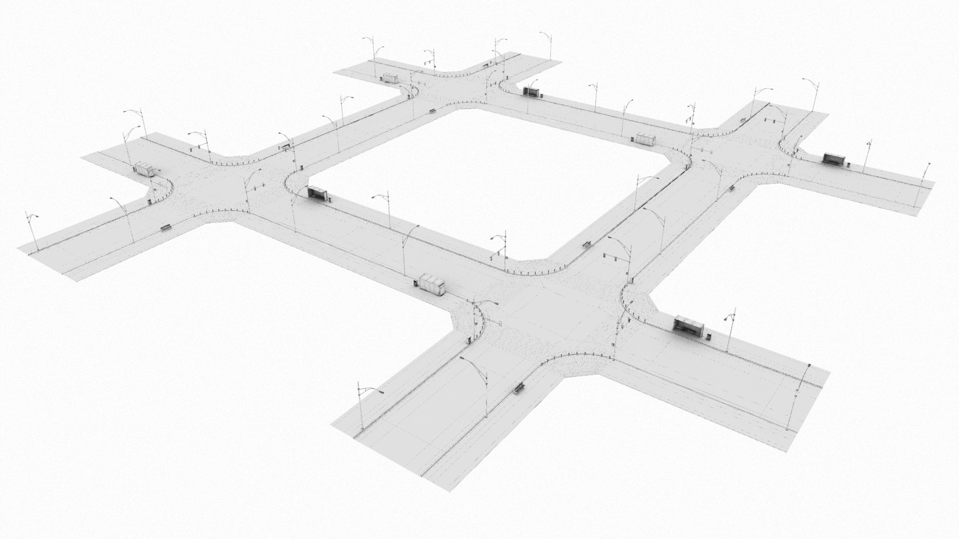 City Street Intersection 03 3D Model - TurboSquid 2155124