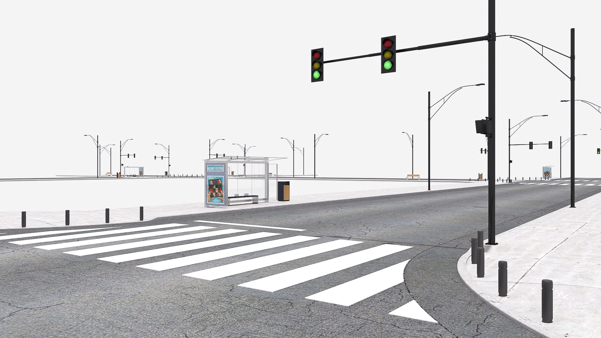 City Street Intersection 03 3D Model - TurboSquid 2155124