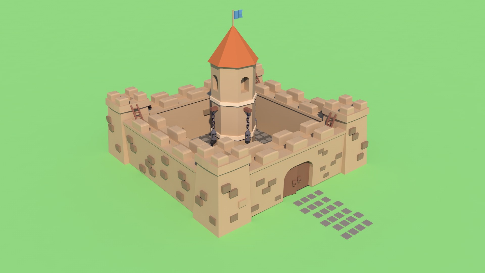 Low Poly Medieval Castle 3D Model - TurboSquid 1833451