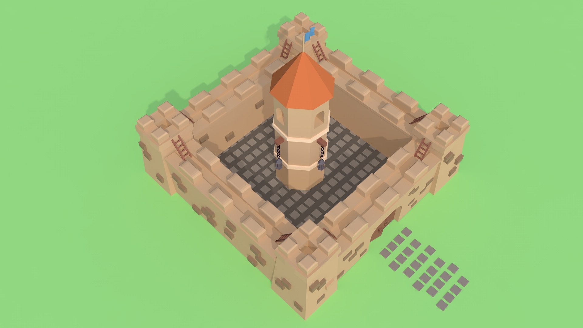 Low Poly Medieval Castle 3D Model - TurboSquid 1833451
