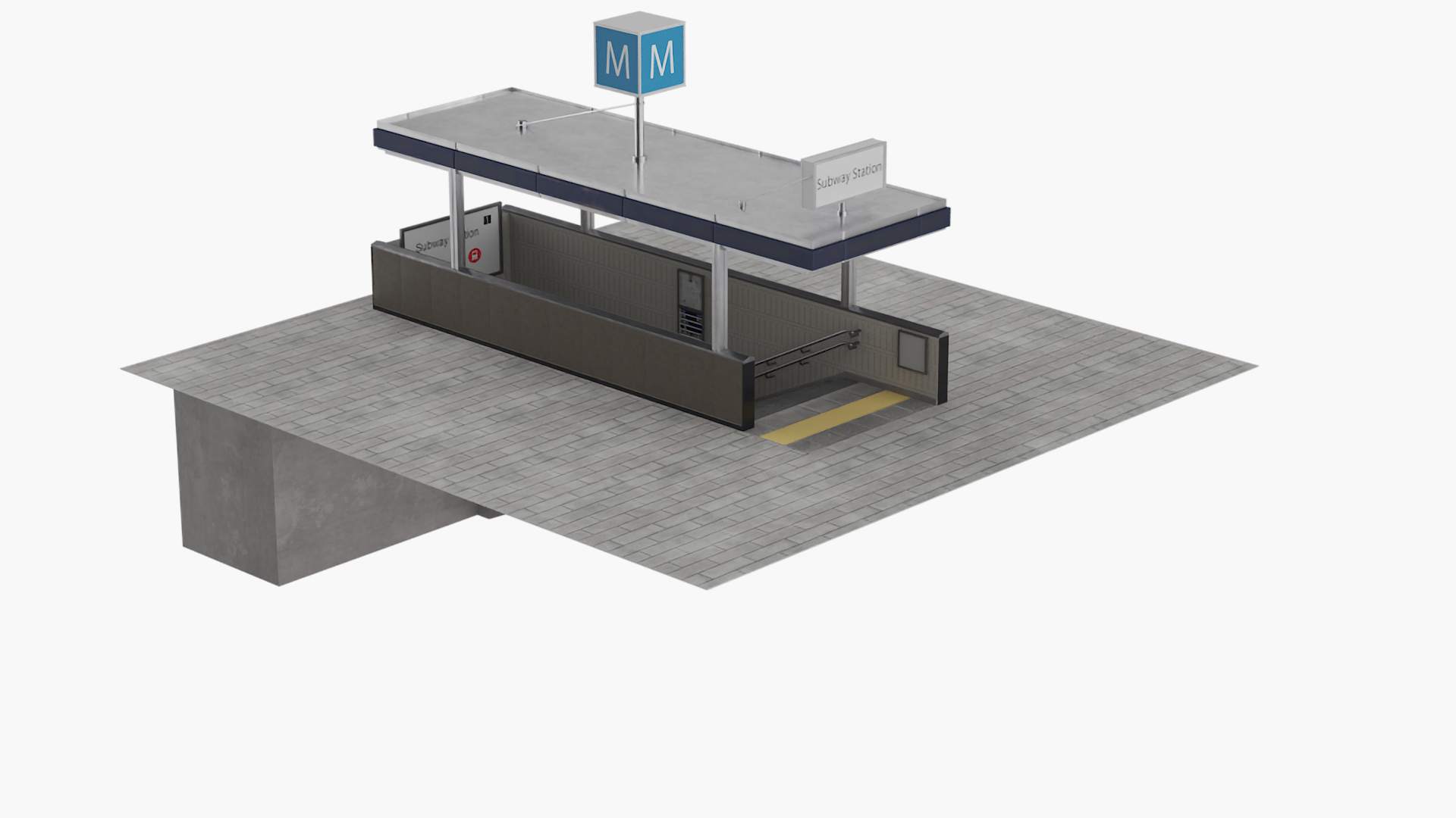 3D Modern Subway Entry Model - TurboSquid 2280742
