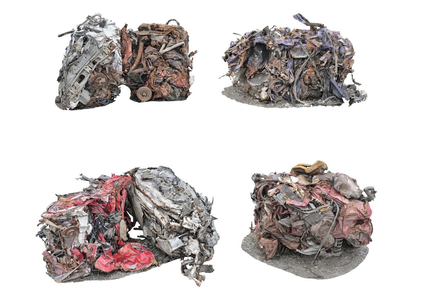 Compacted Scrap Metal Car Pack 4 3D - TurboSquid 2229455