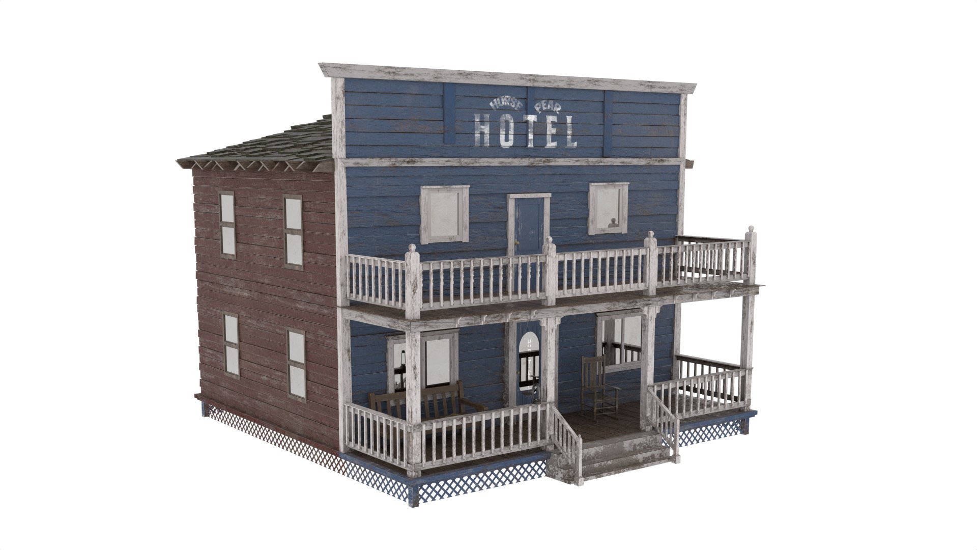 3D Wild West Hotel Model - TurboSquid 2041586