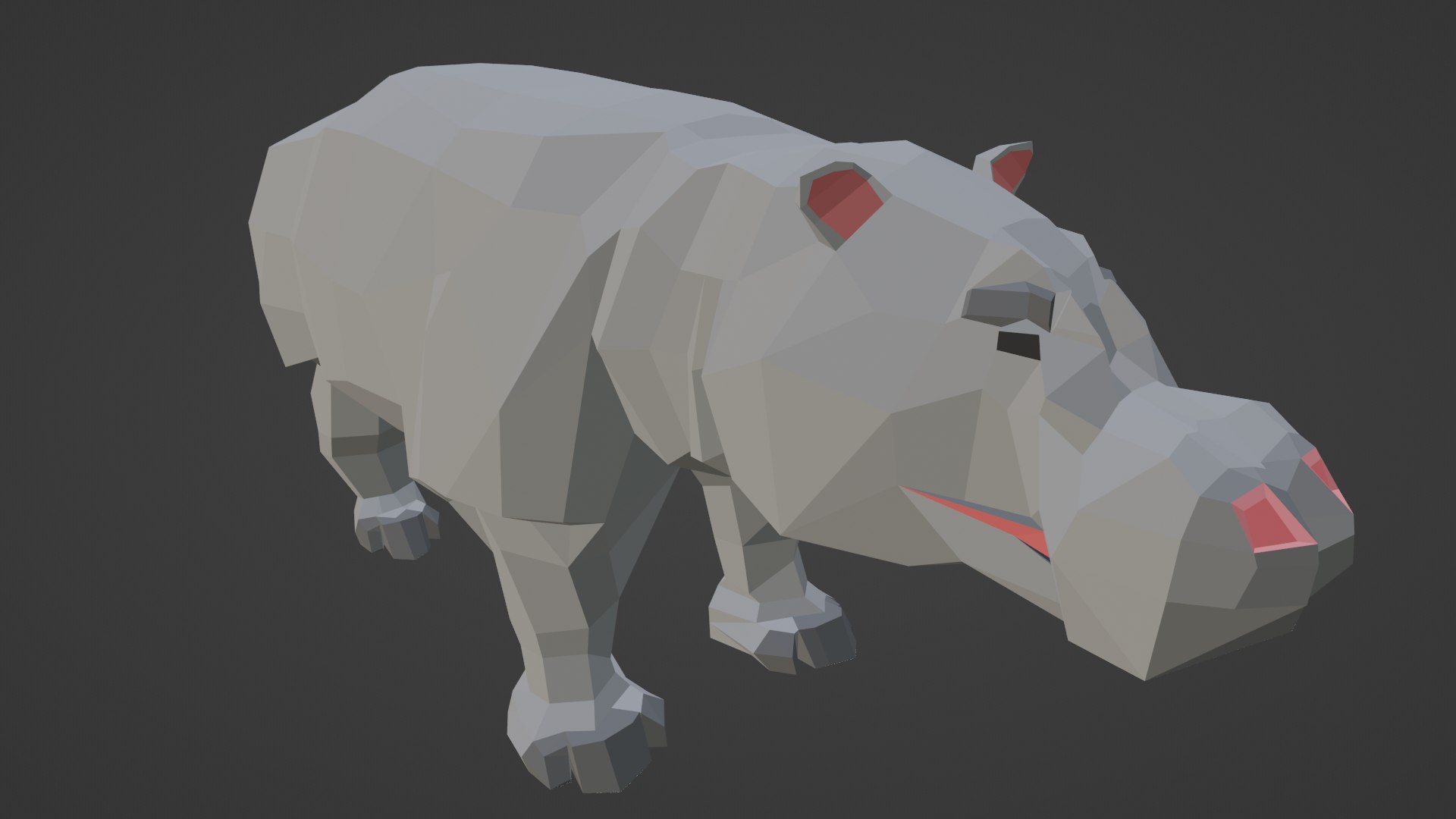 3D 3D LOW POLY Hippo Gray - TurboSquid 2132793