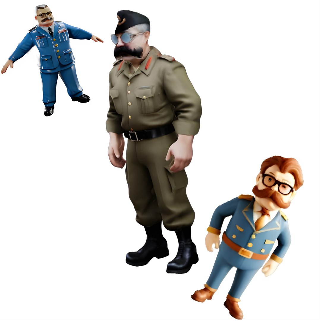 3D Model Cartoon General Figurine Set - TurboSquid 2298995