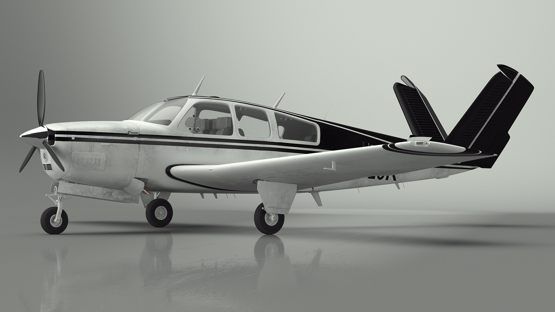 Private Aircraft Beechcraft Bonanza S35 V Tail Rigged For Maya 3D Model - TurboSquid 2253614