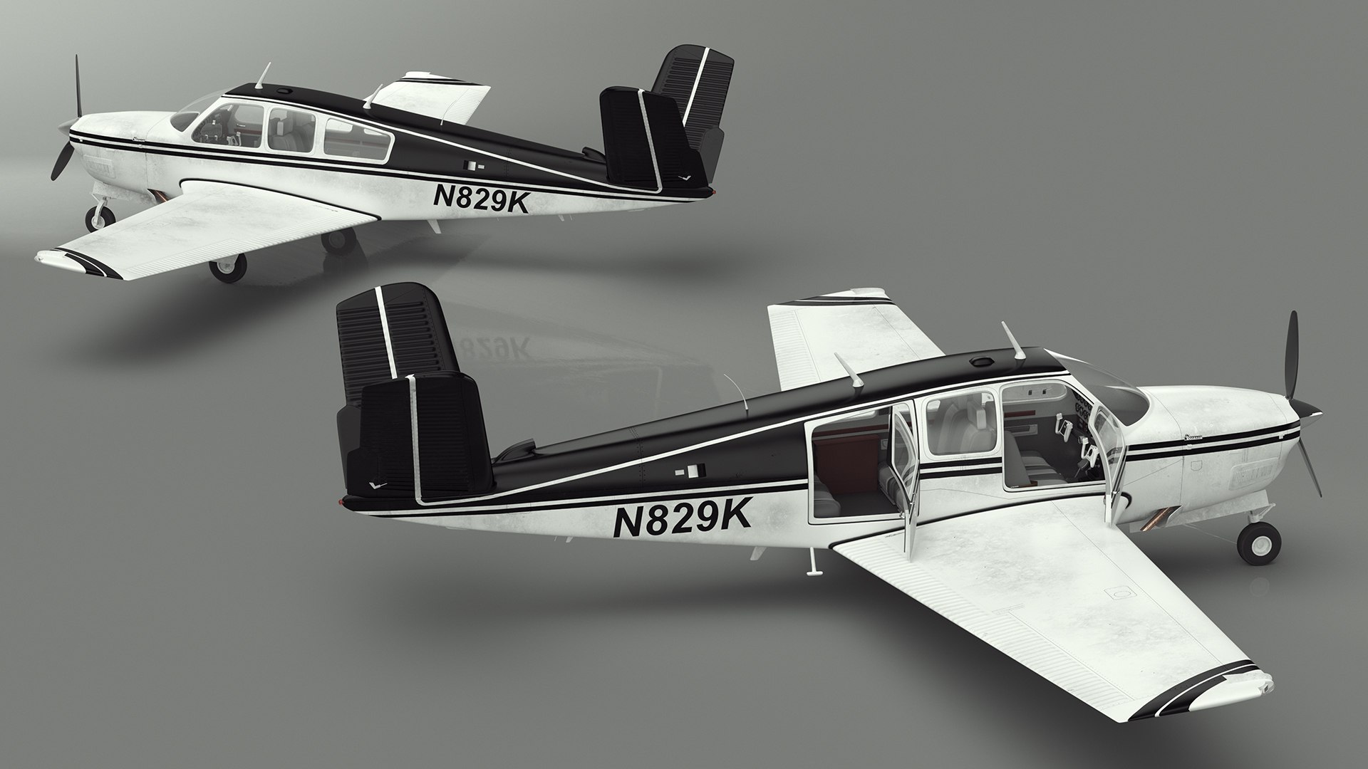 Private Aircraft Beechcraft Bonanza S35 V Tail Rigged For Maya 3D Model ...