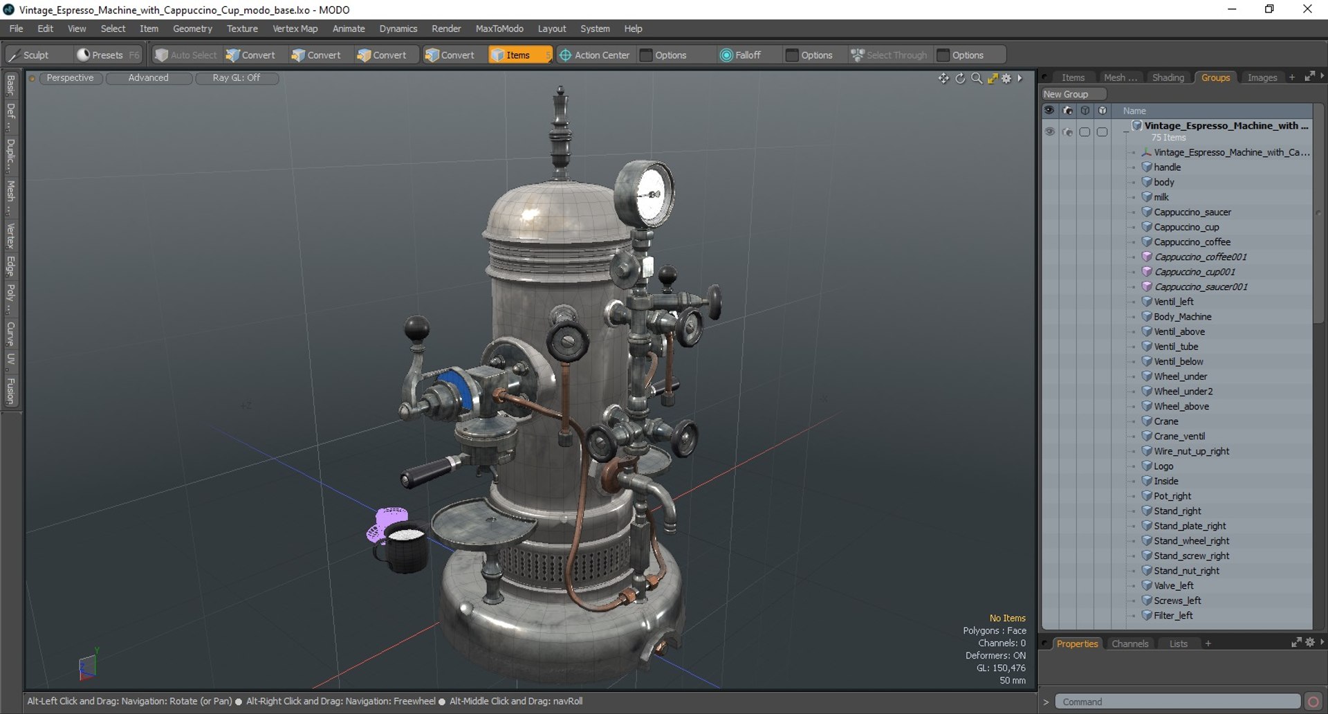 3D Model Vintage Espresso Machine With Cappuccino Cup - TurboSquid 2297386