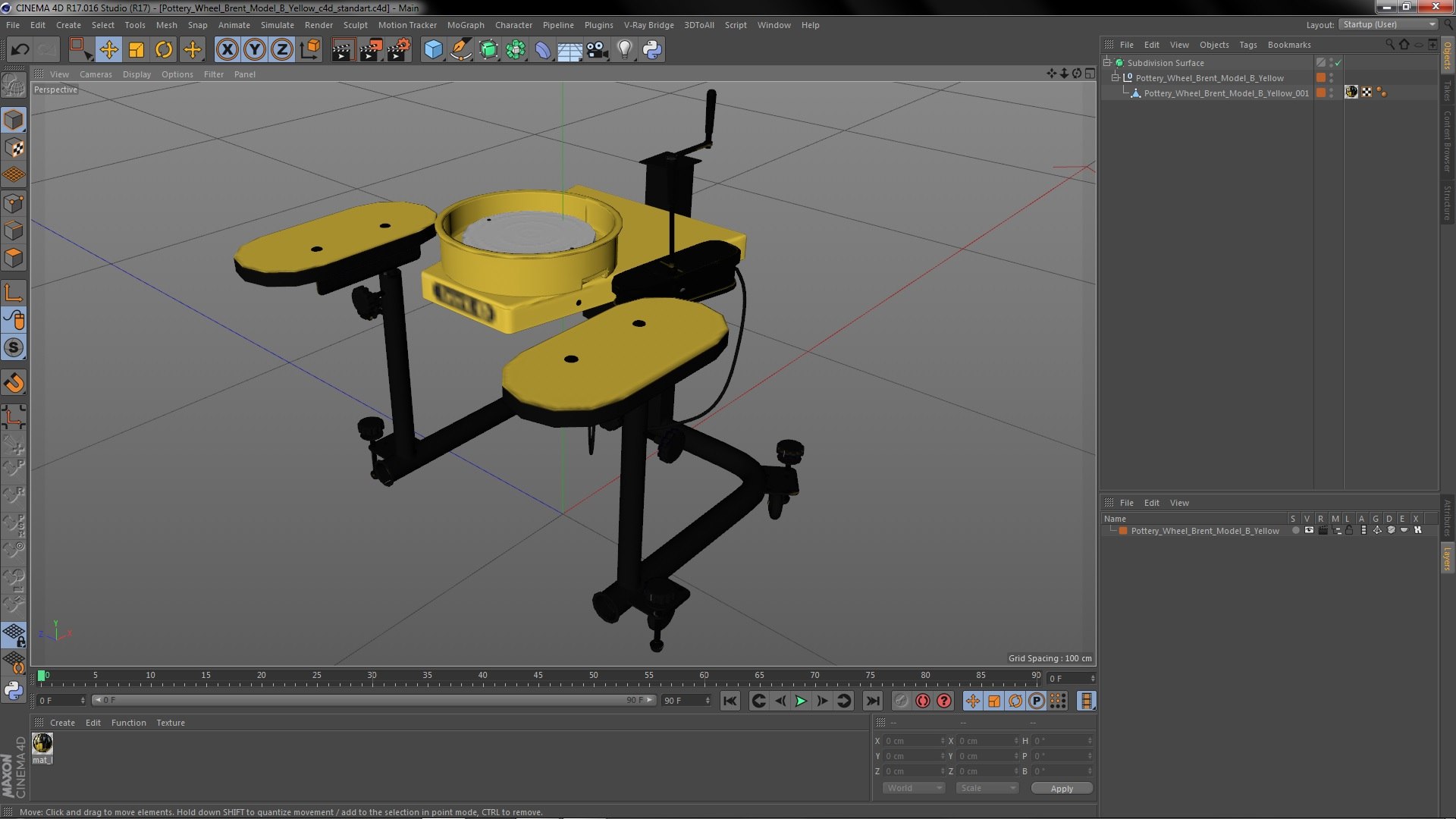 Pottery Wheel Brent Model B Yellow 3D Model - TurboSquid 2076166