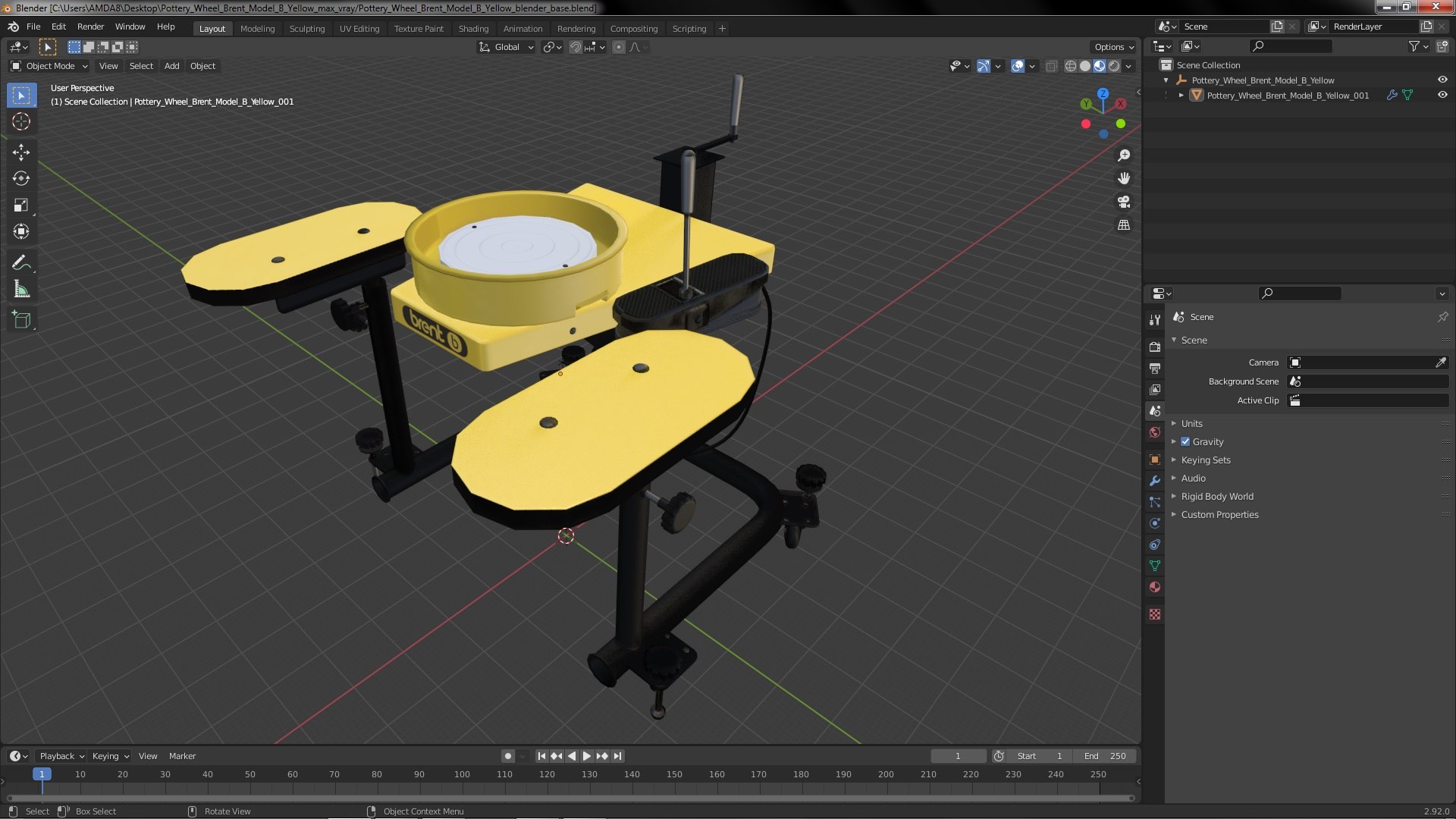Pottery Wheel Brent Model B Yellow 3D Model - TurboSquid 2076166