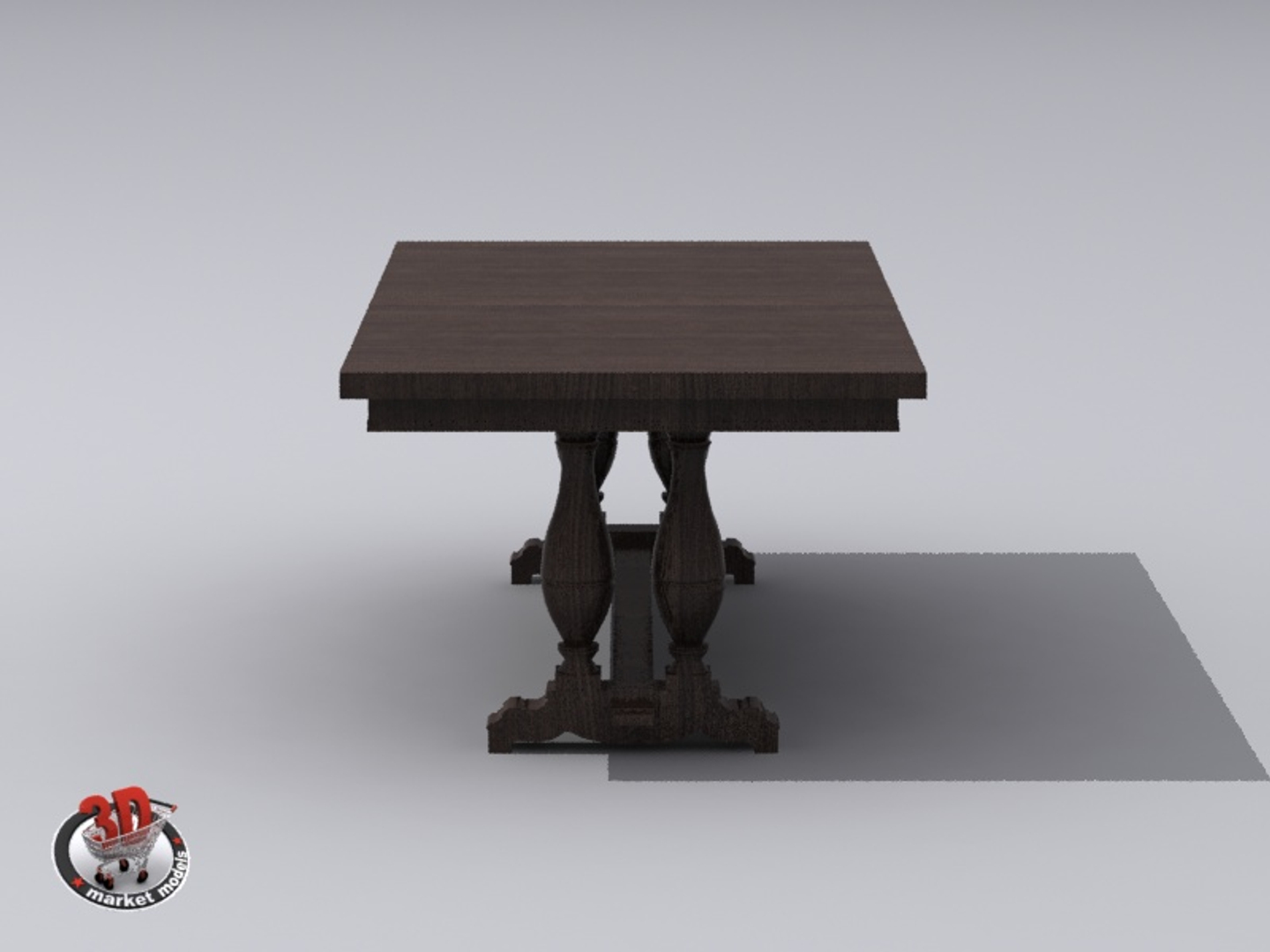 3d Dark Wood Table Model