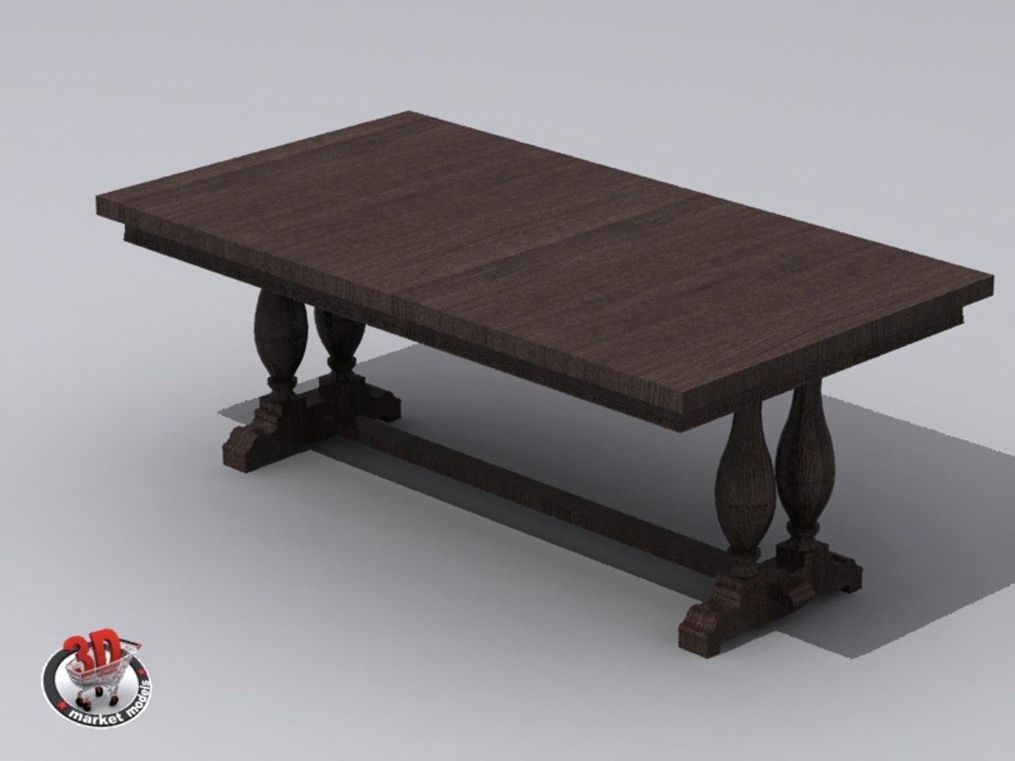 3d Dark Wood Table Model