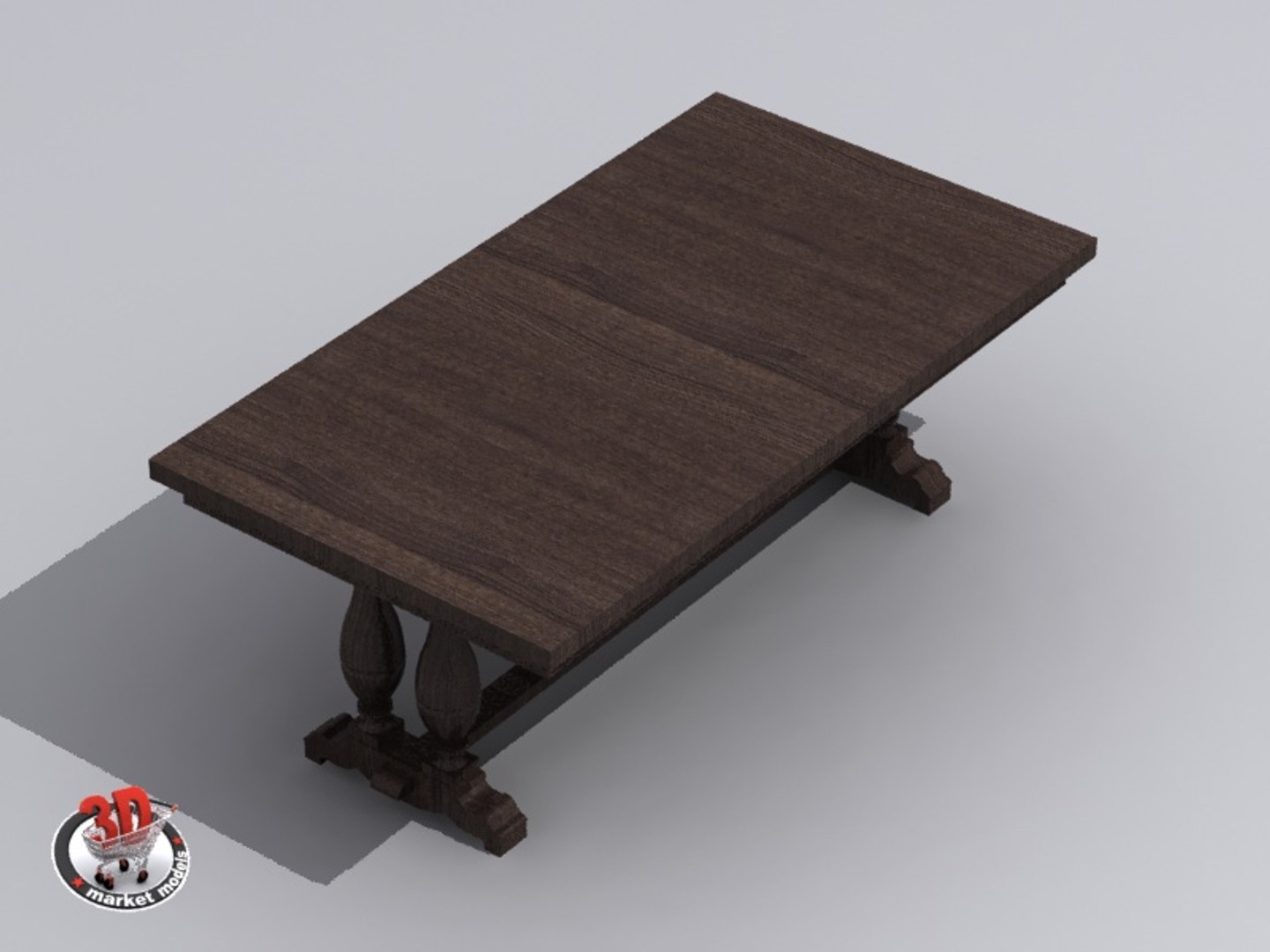 3d Dark Wood Table Model