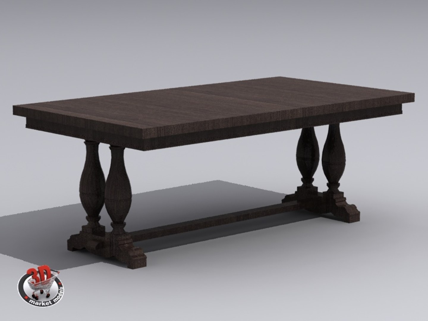 3d Dark Wood Table Model