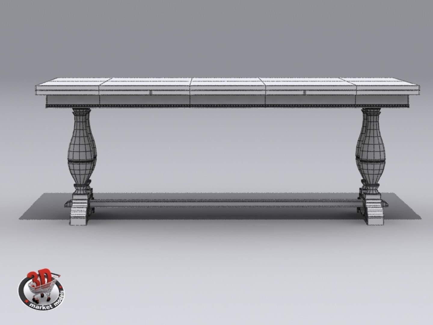 3d Dark Wood Table Model