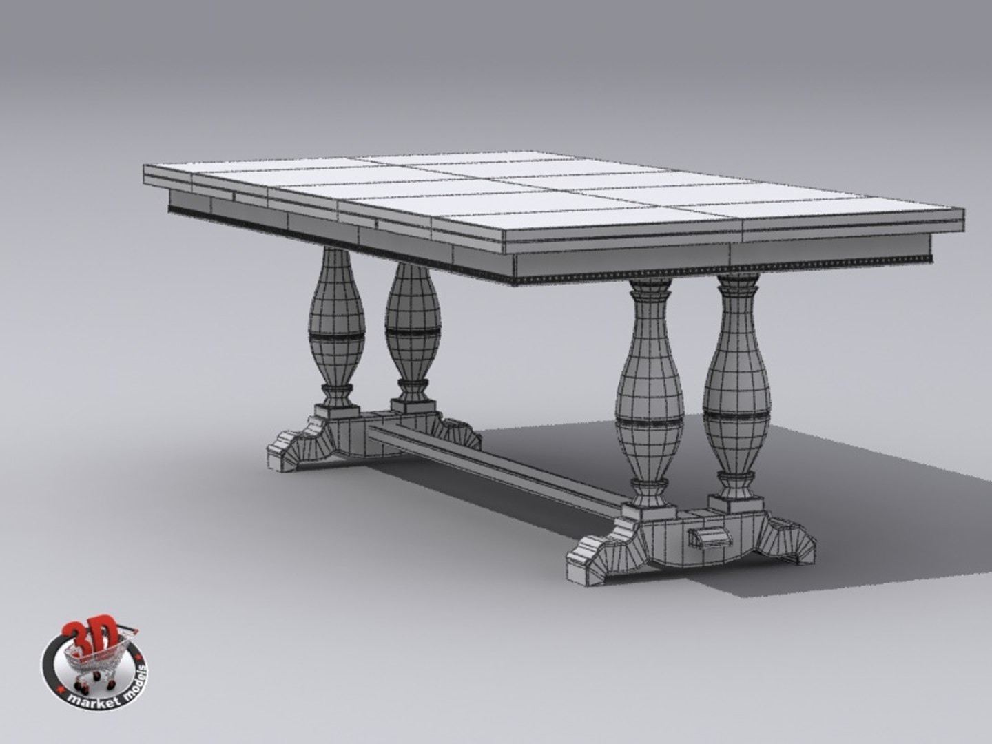3d Dark Wood Table Model