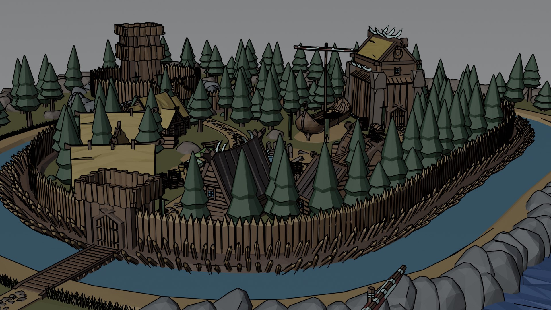 3D Cartoon Polygonal Viking Castle - TurboSquid 2130479