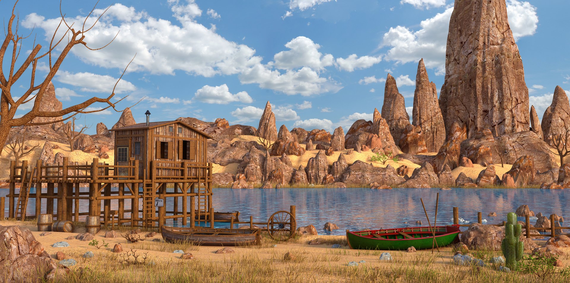 3D Landscape Cartoon Western Model - TurboSquid 1318340