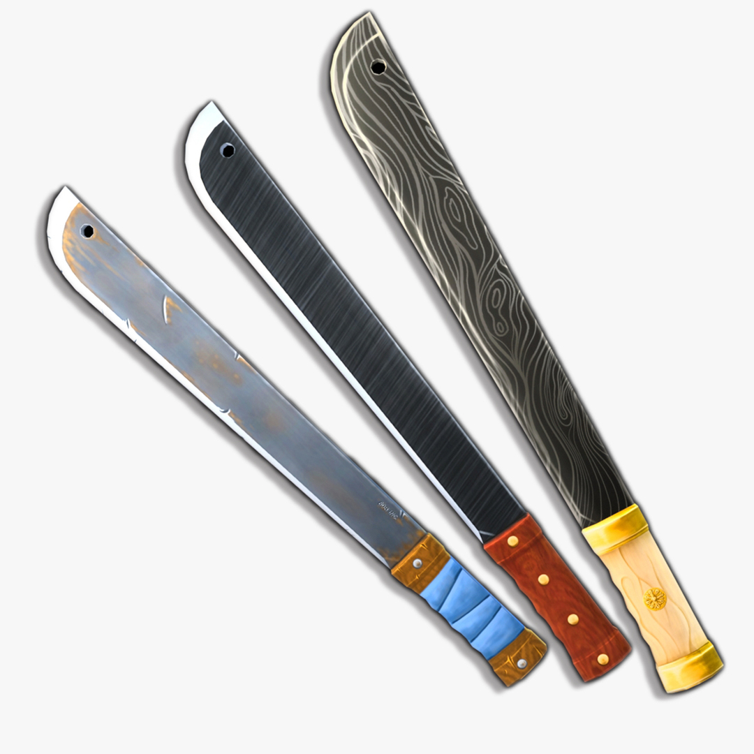 3D Game ready cartoon machete pack model - TurboSquid 1848373