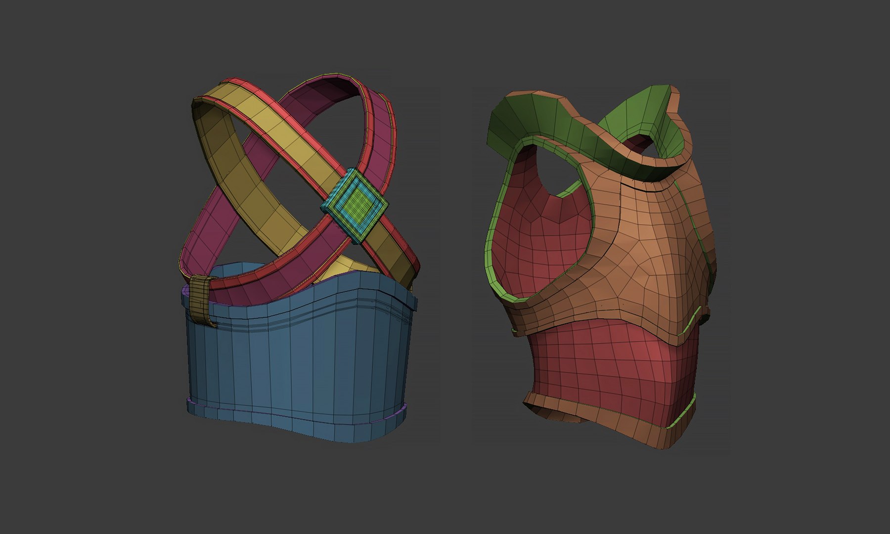 20 Low-poly Medieval Fantasy Body Armor Base Mesh Shapes IMM Zbrush Set ...