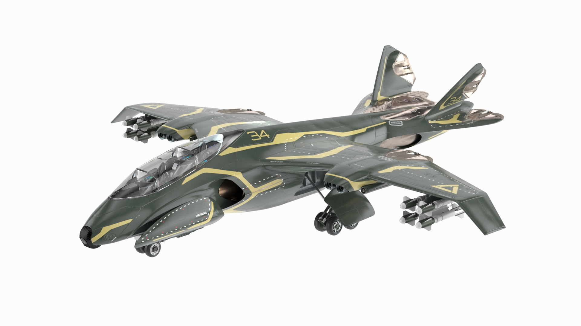 Sci Fi Green Military Fighter Jet Rigged For Maya 3D Model - TurboSquid ...