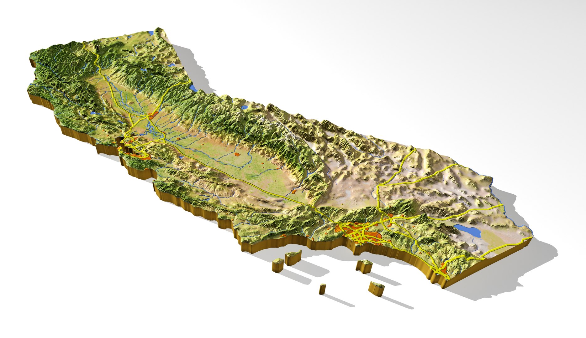 3d Relief California Model
