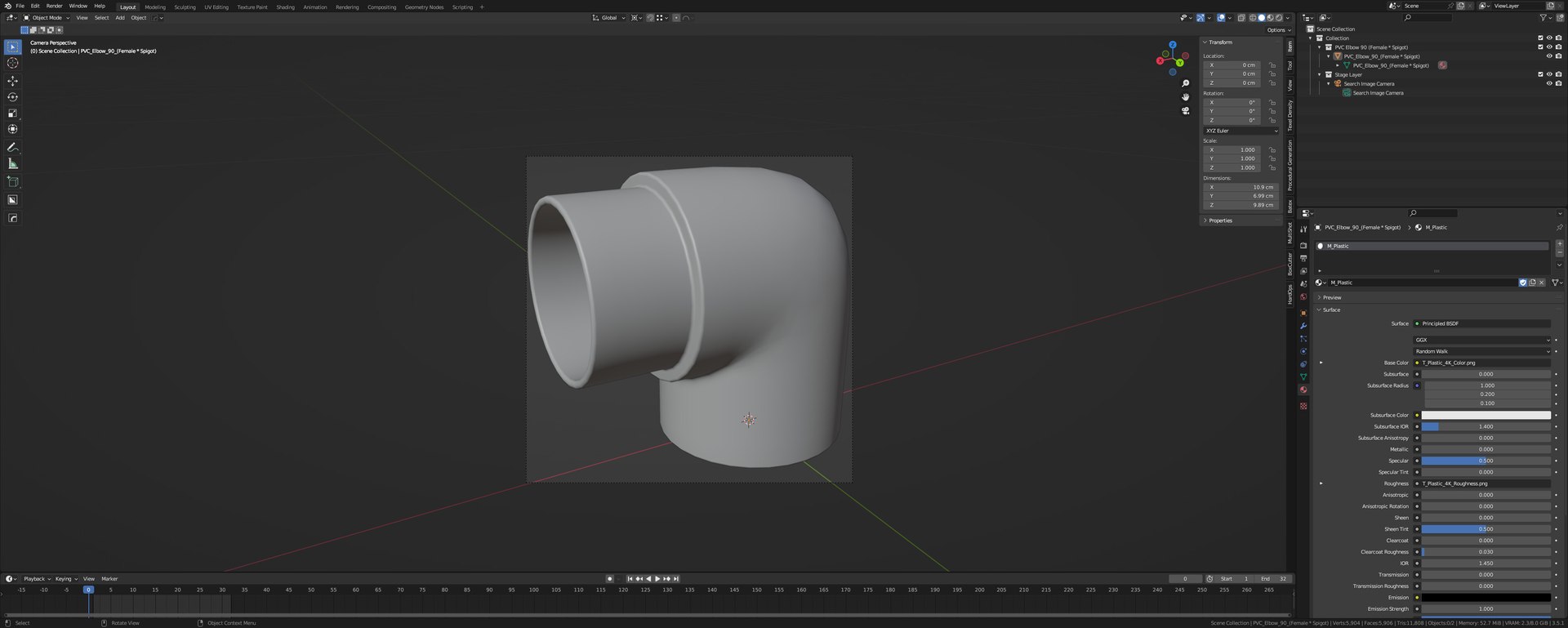 3D PVC Elbow 90 Female X Spigot Model - TurboSquid 2093842