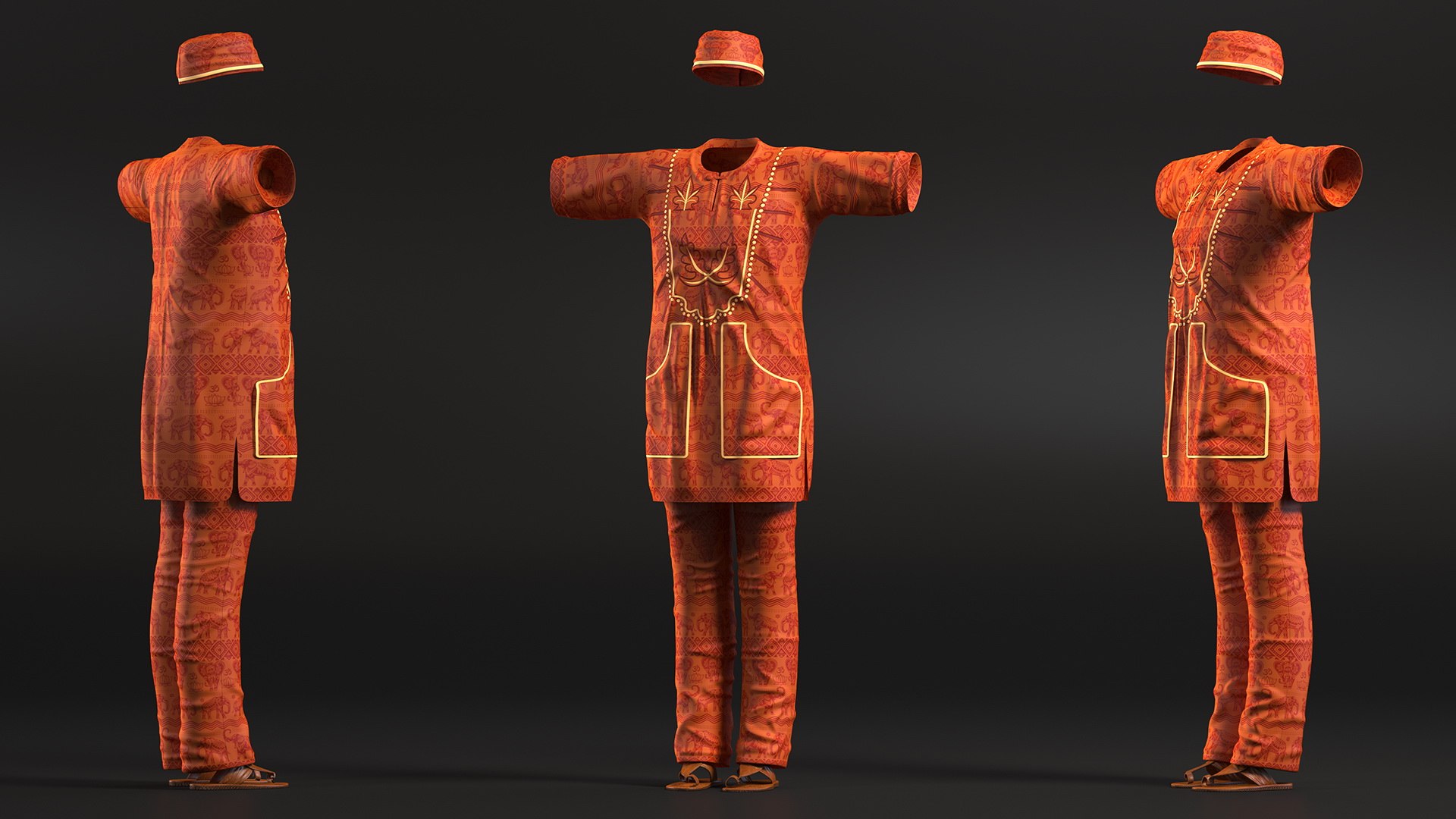 3D Clothes Set Traditional African Style For Men - TurboSquid 2015108