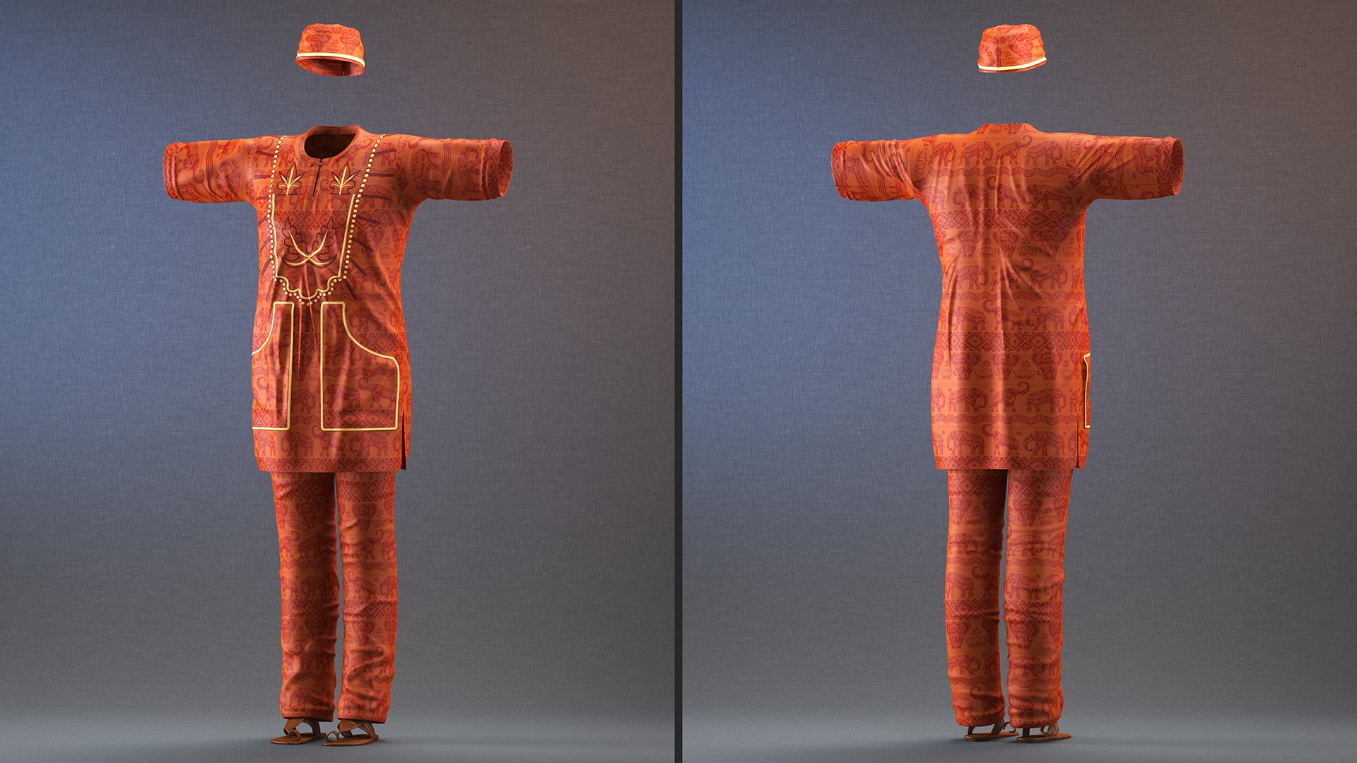3D Clothes Set Traditional African Style For Men - TurboSquid 2015108