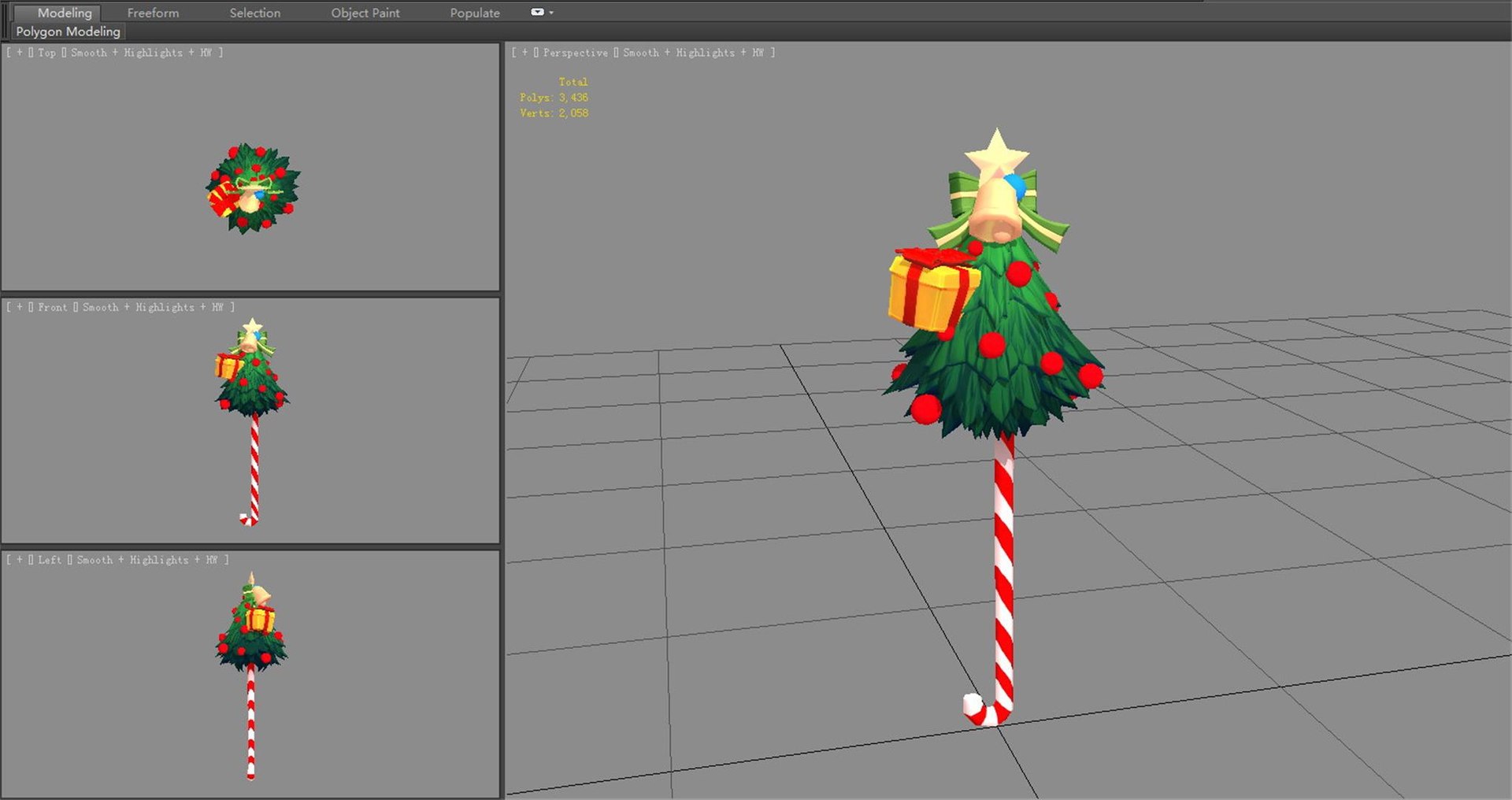Cartoon Christmas Tree Candy Cane 3D Model - TurboSquid 2275862