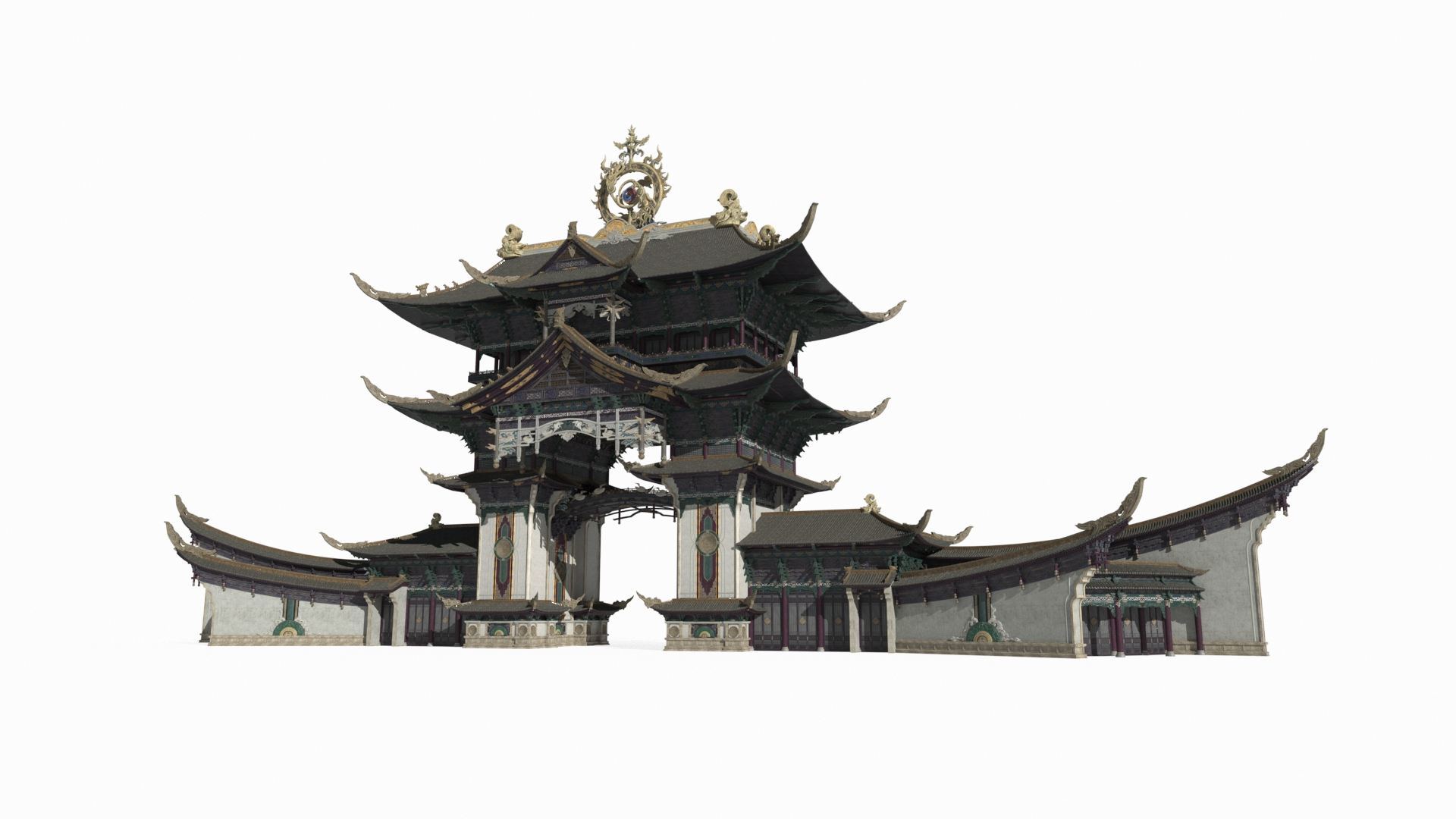 Ancient Asian Architecture Imperial Palace And Heavenly Gate Model ...