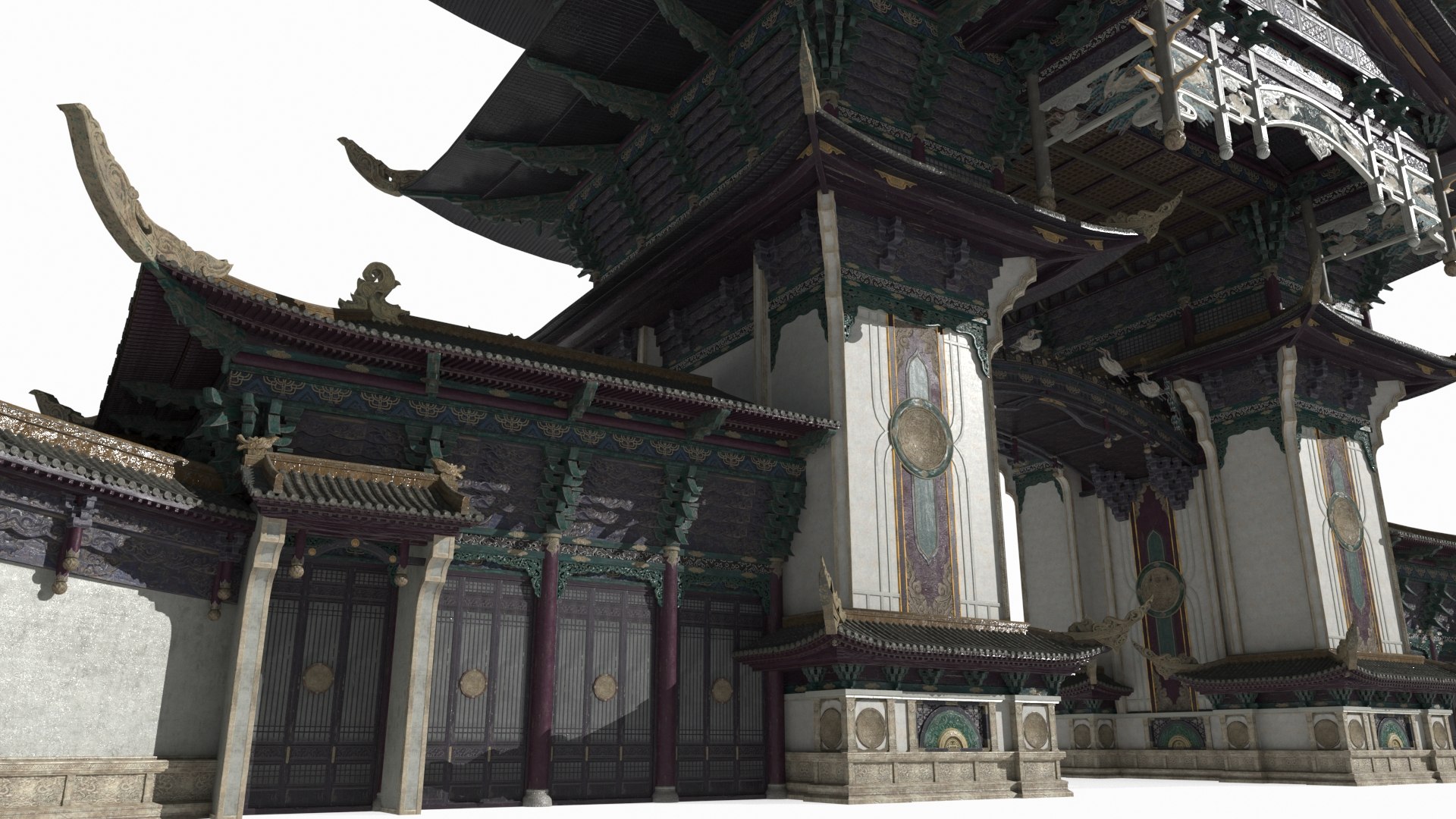 Ancient Asian Architecture Imperial Palace And Heavenly Gate Model ...