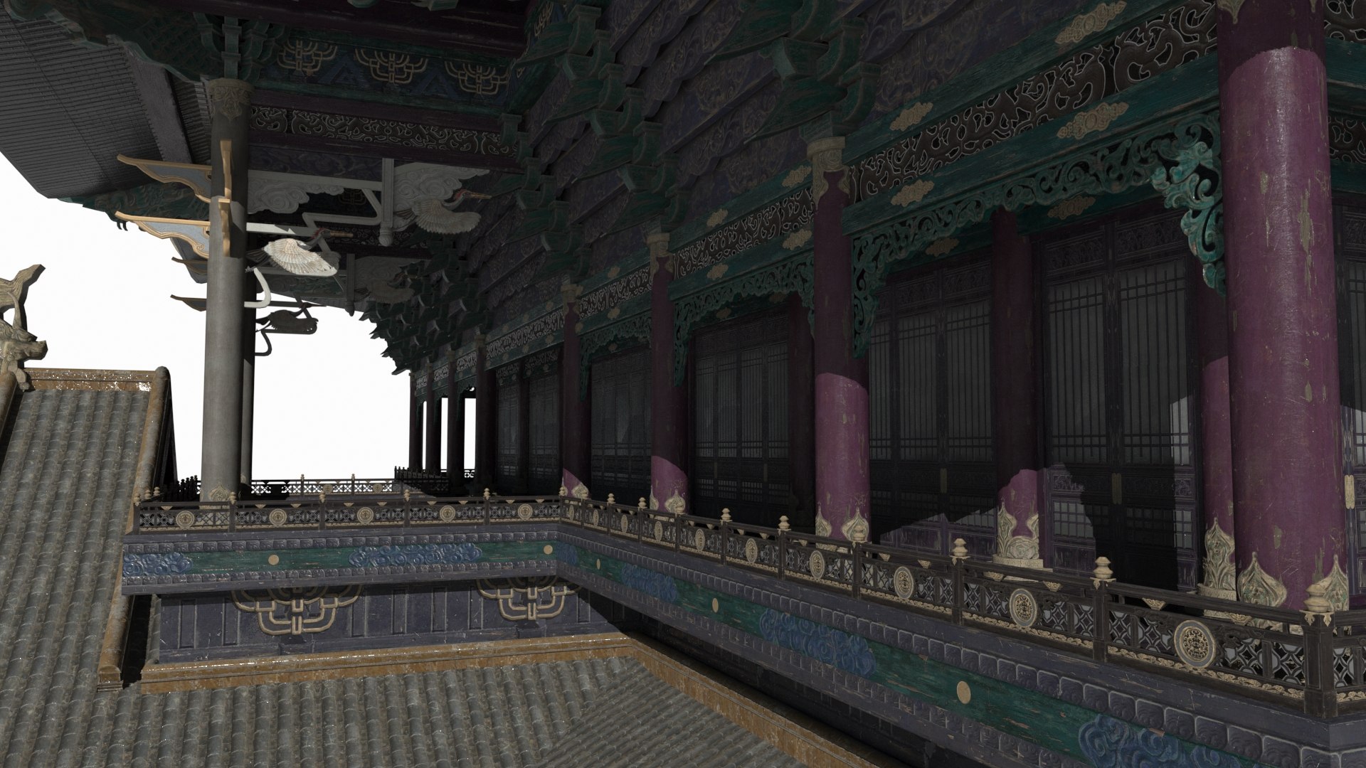 Ancient Asian Architecture Imperial Palace And Heavenly Gate Model ...
