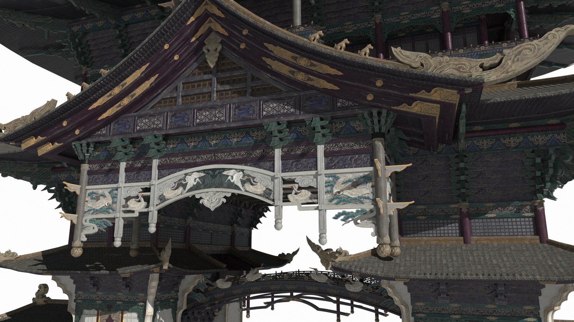 Ancient Asian Architecture Imperial Palace And Heavenly Gate Model ...